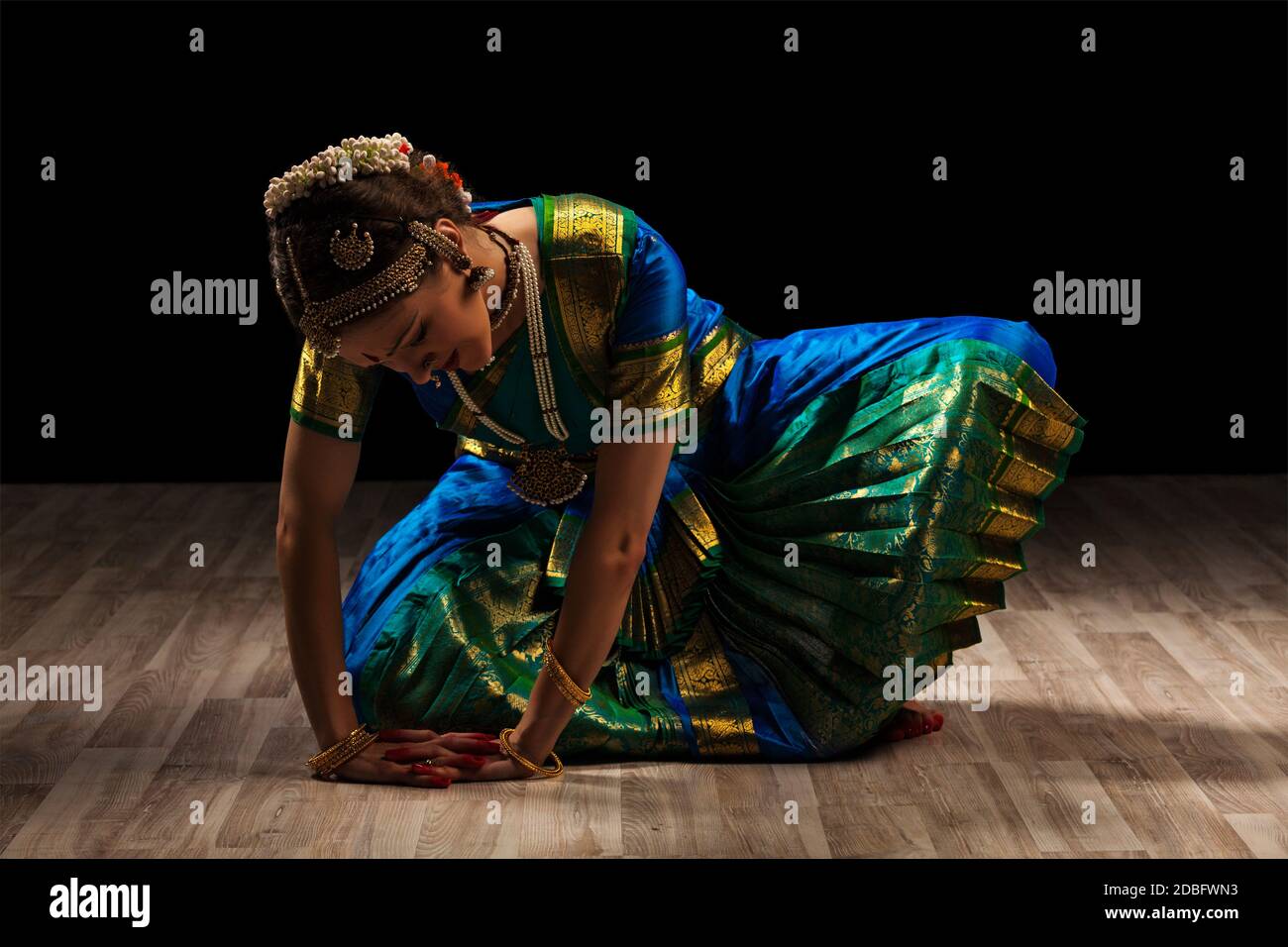 Young beautiful woman dancer exponent of Indian classical dance ...