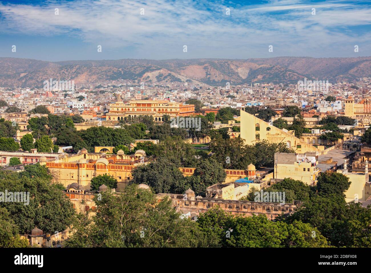 Panorama of aerial view of Jaipur (Pink city) - Hawa Mahal (Palace of ...