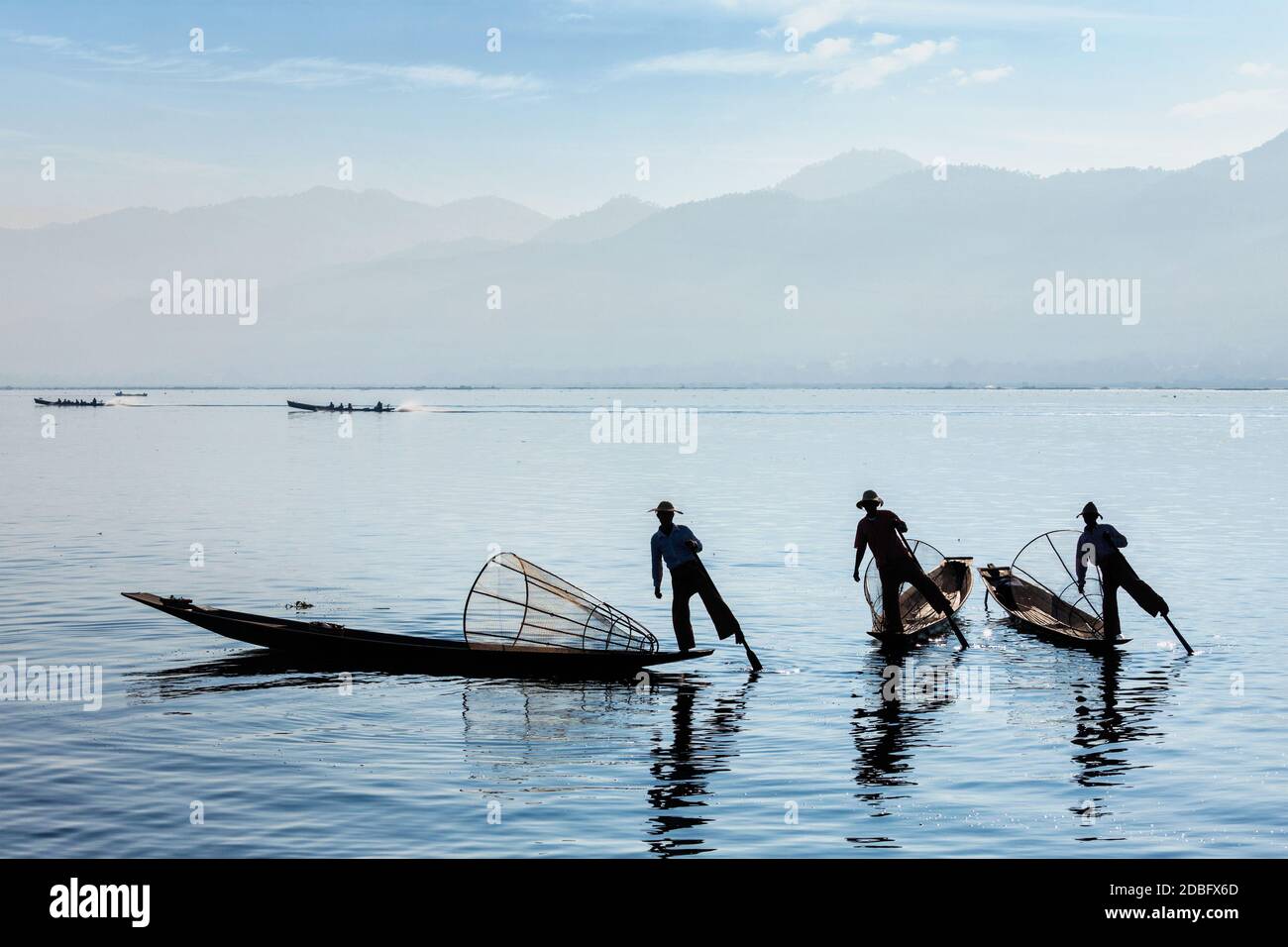 Myanmar travel attraction landmark - Traditional Burmese fisherman at ...