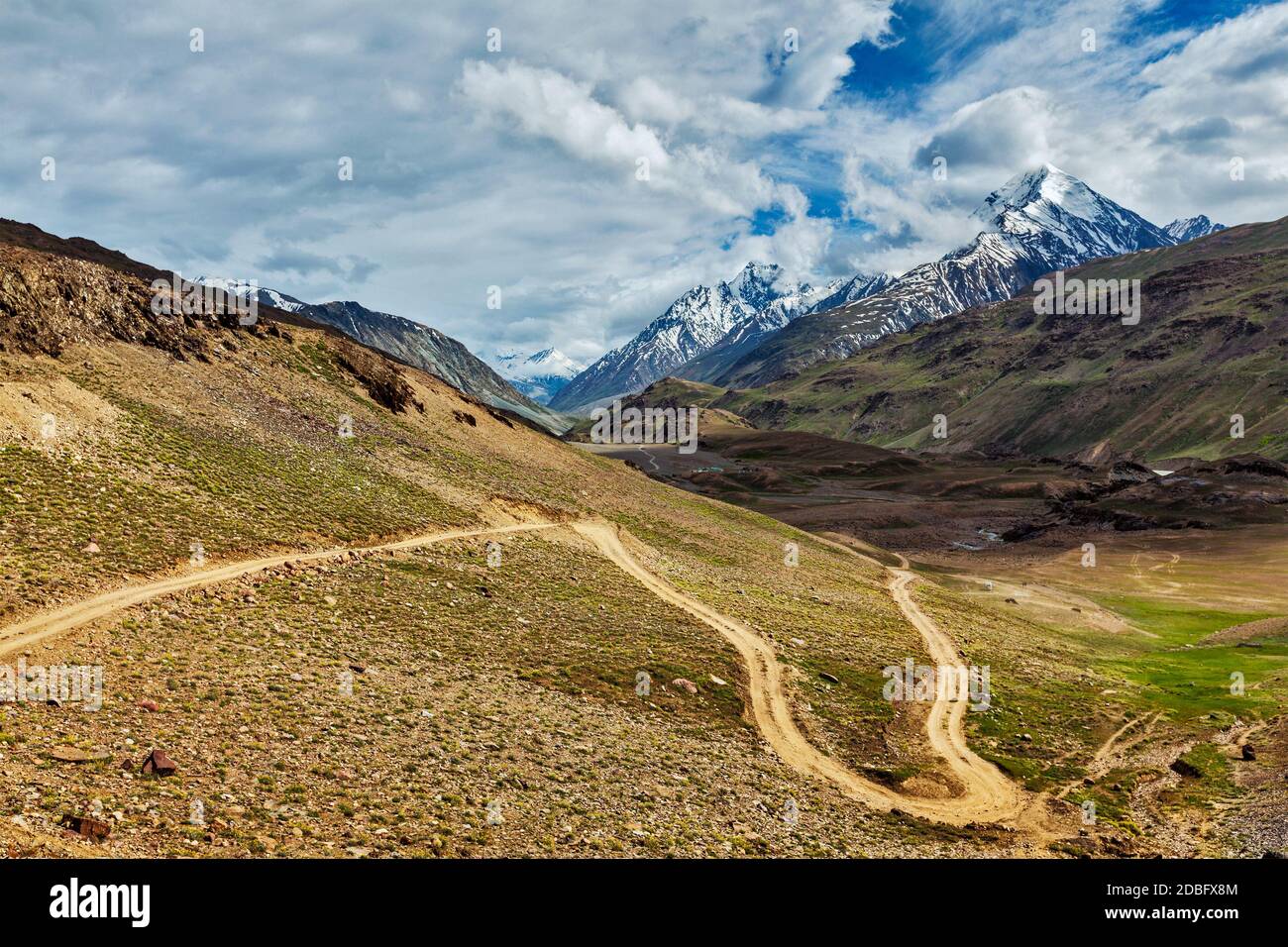 Dirt road in Himalayas. Spiti Valley, Himachal Pradesh, India Stock ...