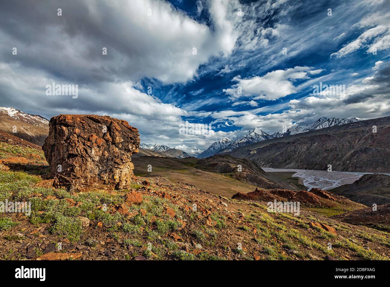 Himalayan landscape in Spiti valley. Himachal Pradesh, India Stock ...