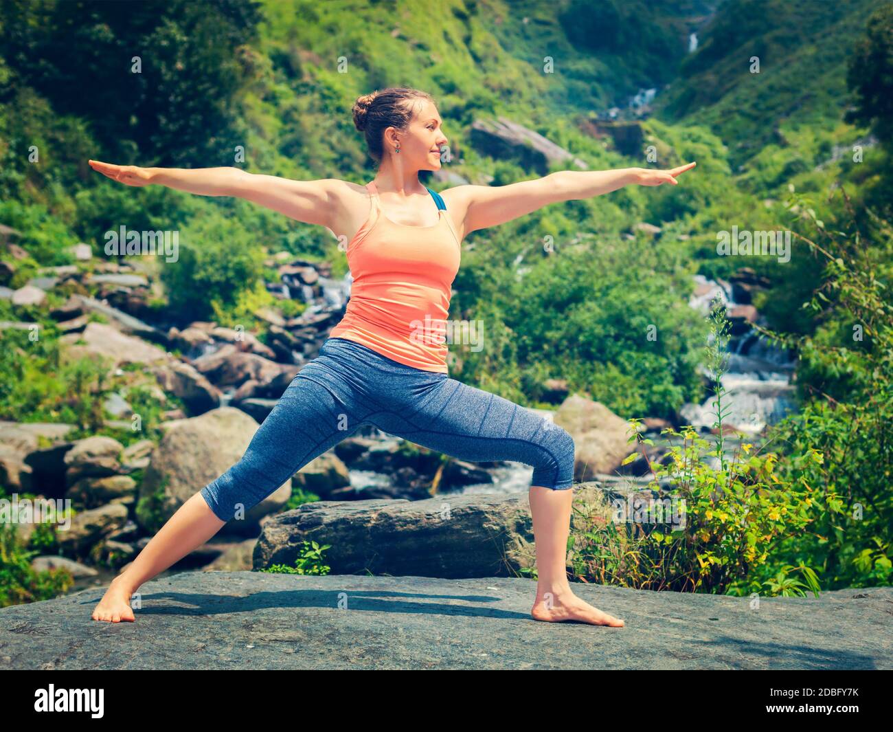 Yoga Outdoors Sporty Fit Woman Doing Ashtanga Vinyasa Yoga Asana