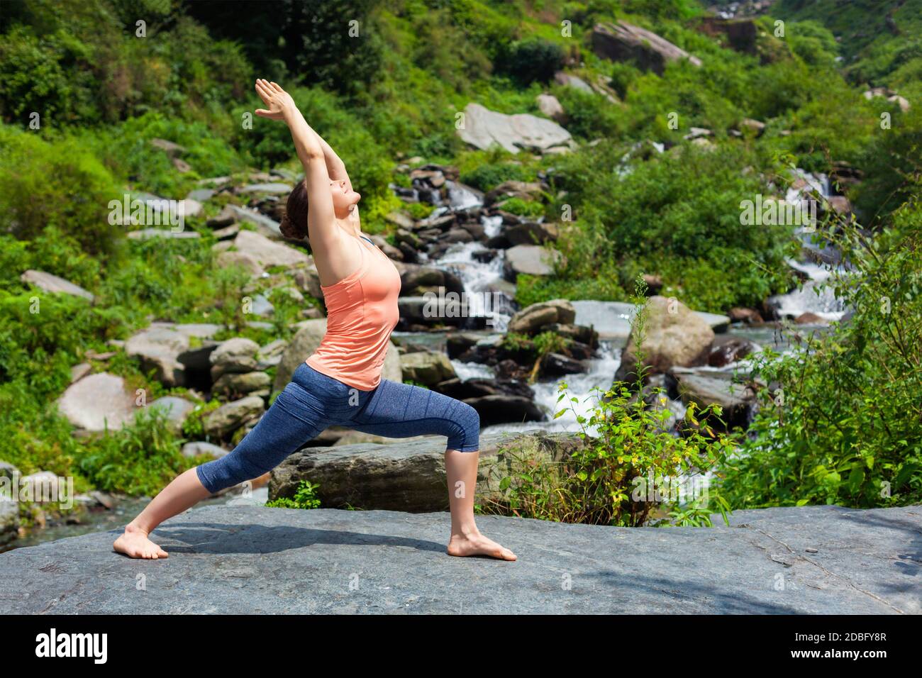 Yoga Outdoors Sporty Fit Woman Doing Ashtanga Vinyasa Yoga Asana