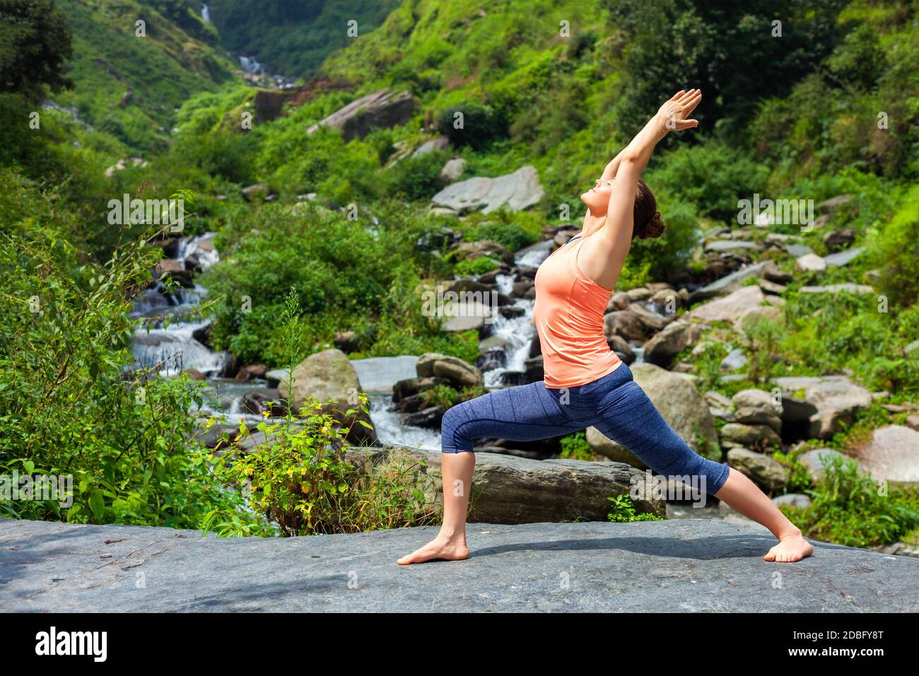 Yoga Outdoors Sporty Fit Woman Doing Ashtanga Vinyasa Yoga Asana