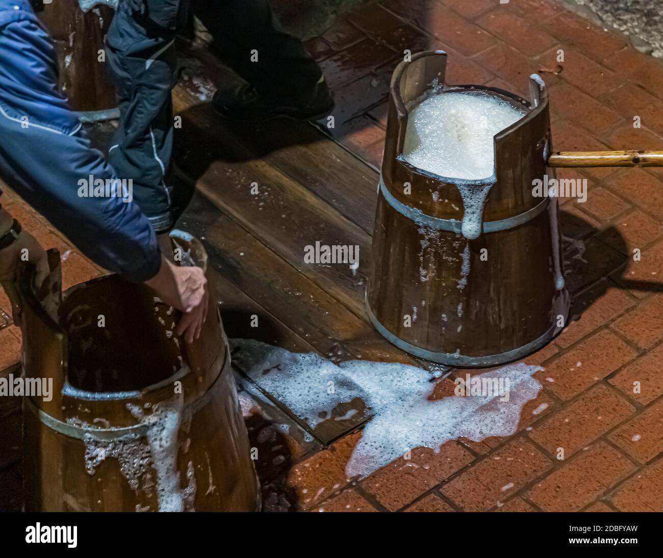 Traditional Zoigl Brewery. The Zoigl original wort is lively filled ...
