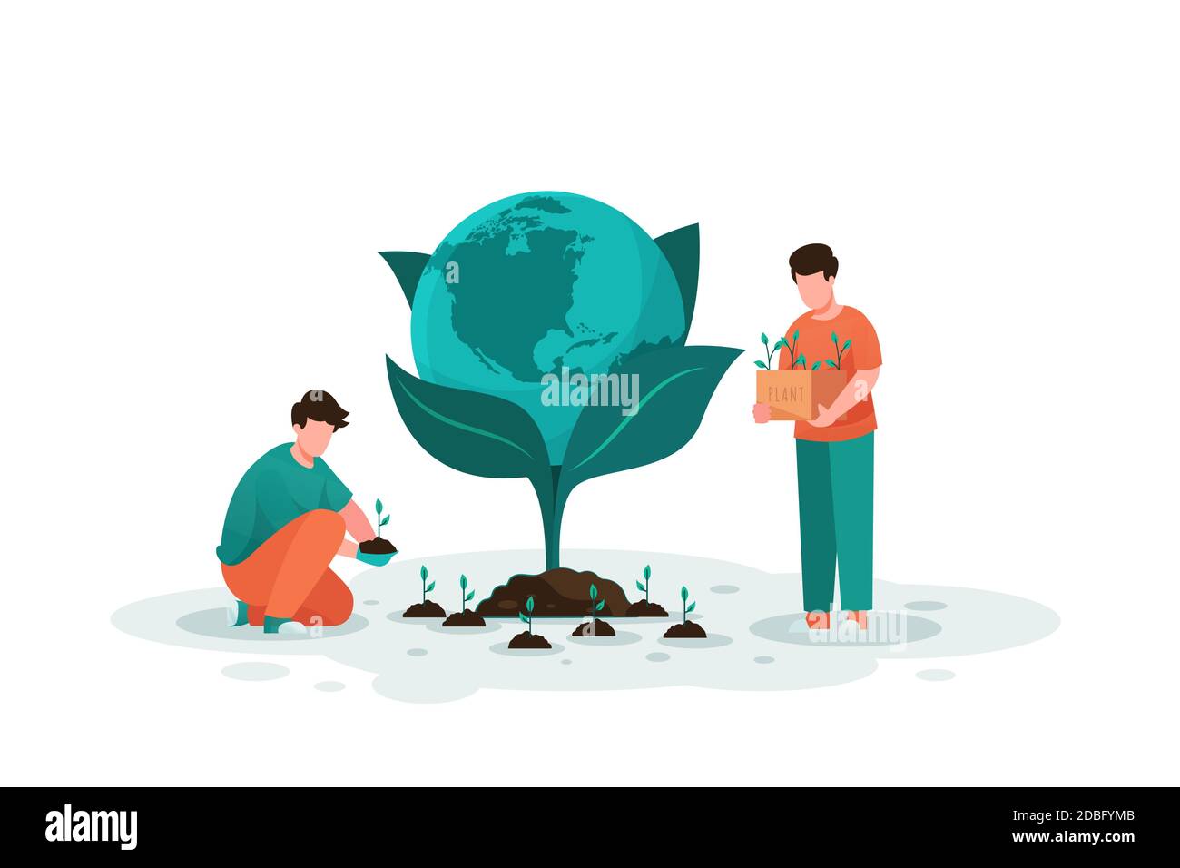 Save the planet people planting the earth Vector illustration Stock ...
