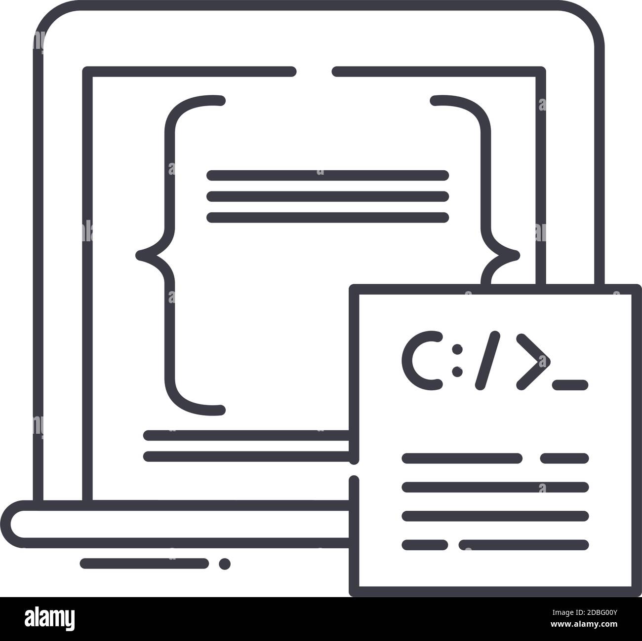 Coding concept icon, linear isolated illustration, thin line vector ...