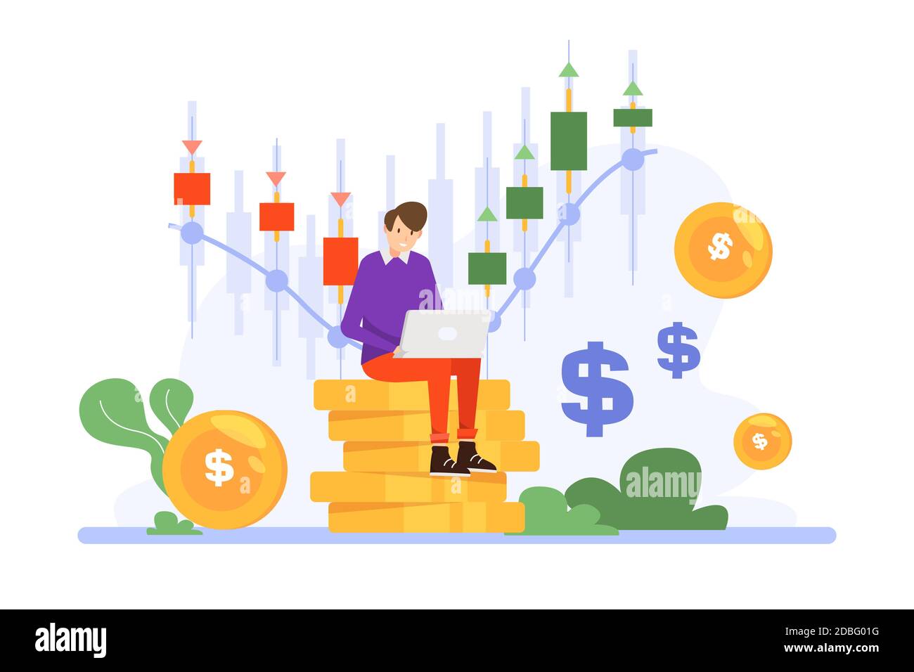 Trader working illustration theme Vector illustration Stock Vector ...