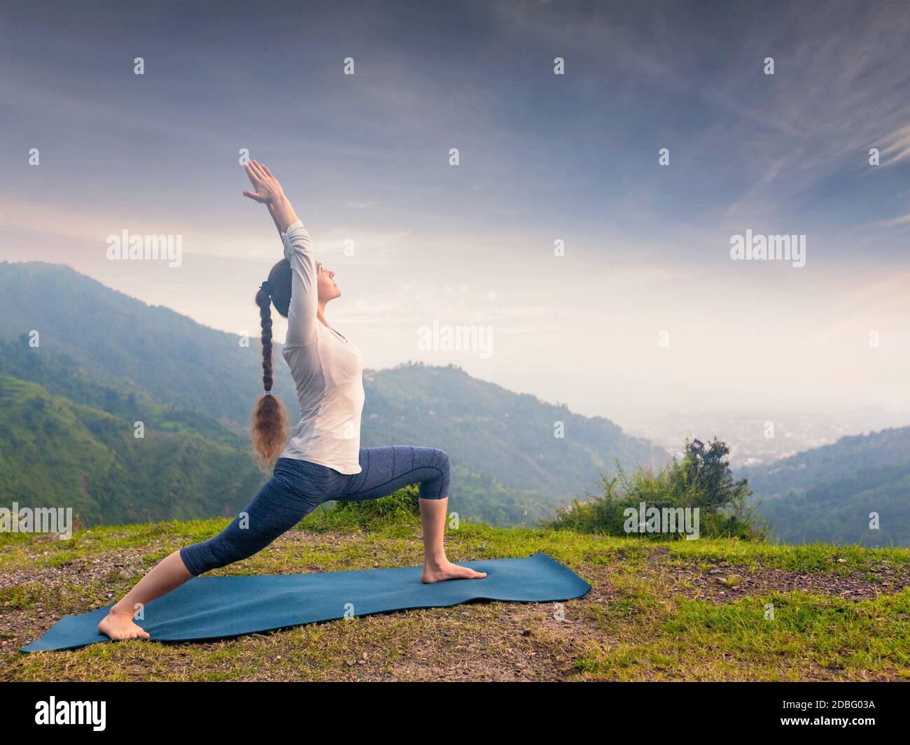Yoga Outdoors Sporty Fit Woman Doing Ashtanga Vinyasa Yoga Asana