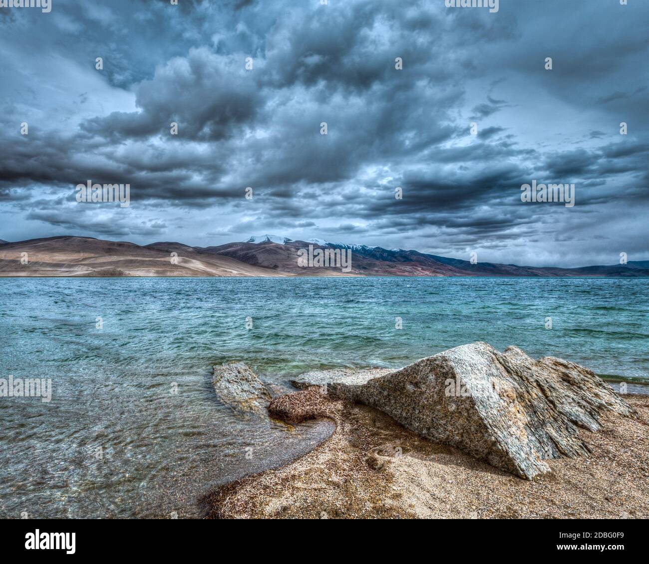 High dynamic range hdr image of Himalayan mountain lake in Himalayas ...