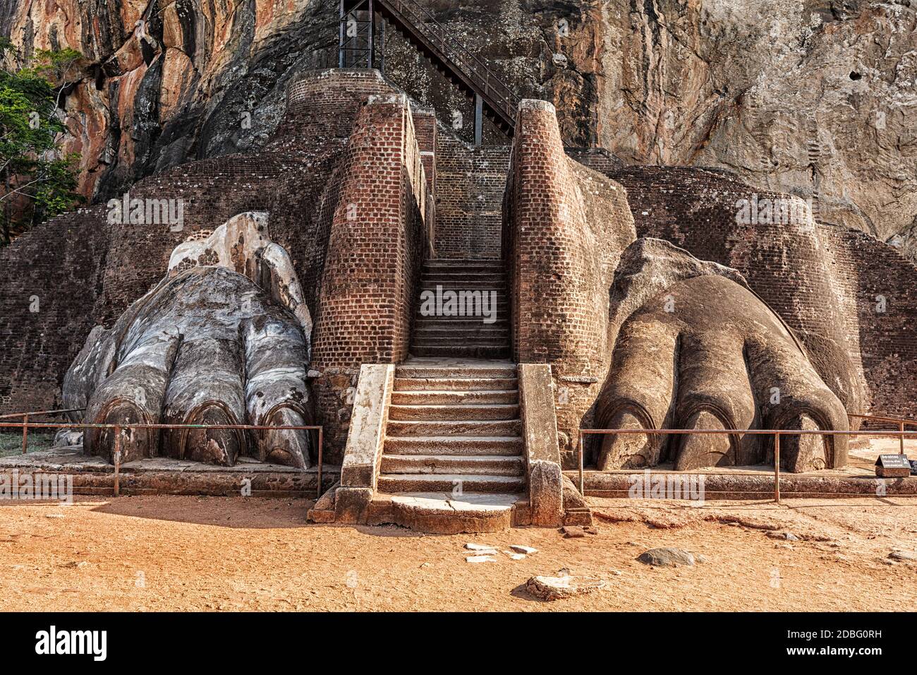 Famous Sri Lankan tourist landmark - lion's paws pathway on Sigiriya ...