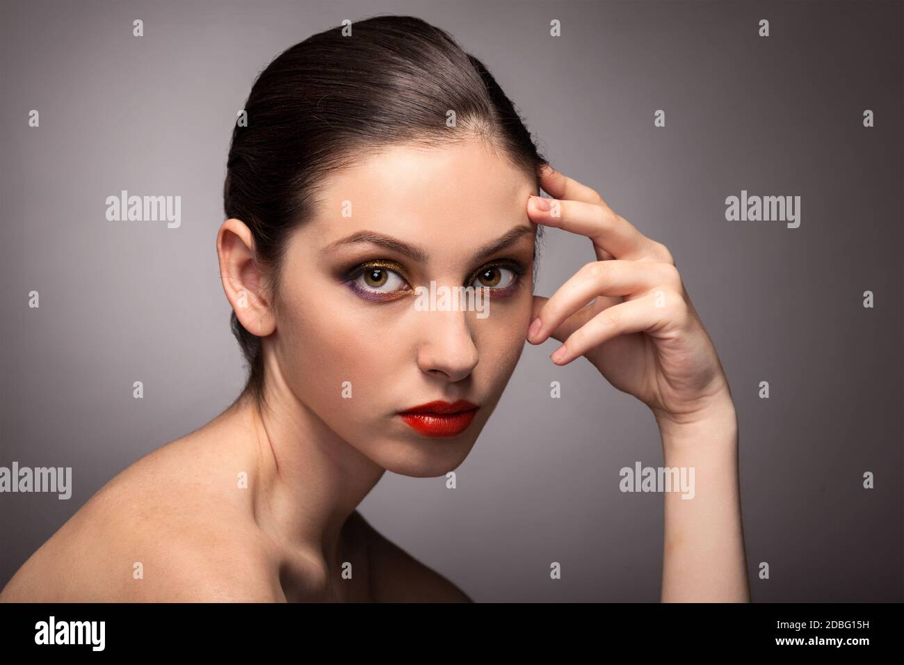 Beauty fashion girl. Portrait of beautiful young woman with fresh clean ...