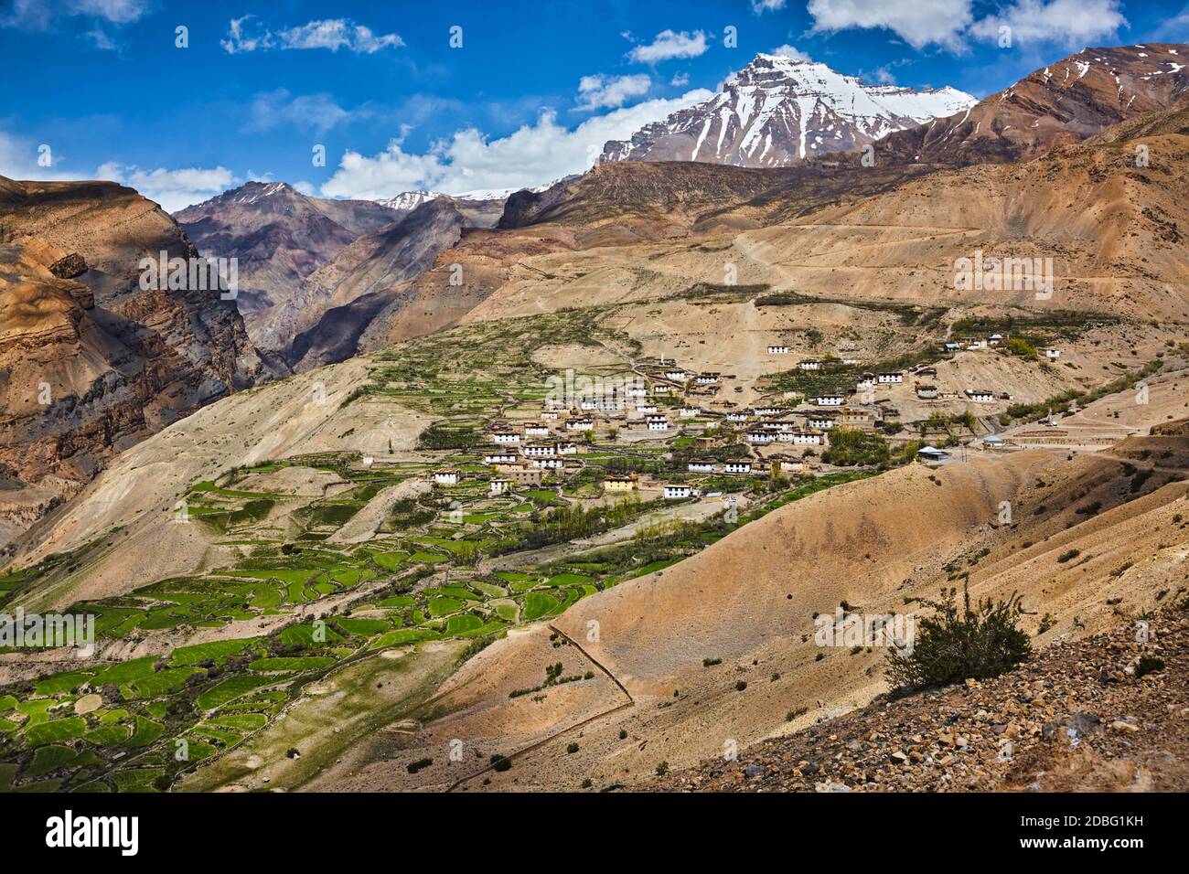 Kibber village in Himalayas. Spiti Valley, Himachal Pradesh, India ...