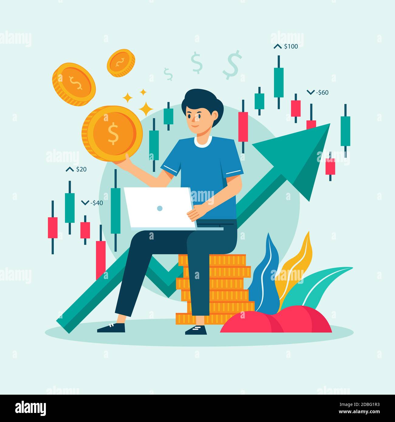 Trader working concept Vector illustration Stock Vector Image & Art - Alamy