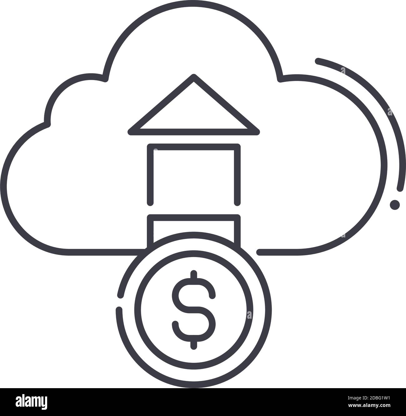Cloud finances services icon, linear isolated illustration, thin line ...