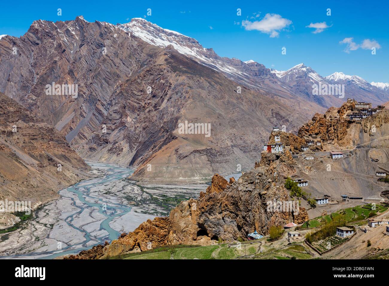 Dhankar monastry perched on a cliff in Himalayas. Dhankar, Spiti Valley ...