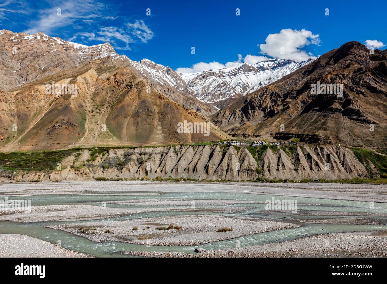 Village in Himalayas in Pin Valley, Himachal Pradesh, India Stock Photo ...