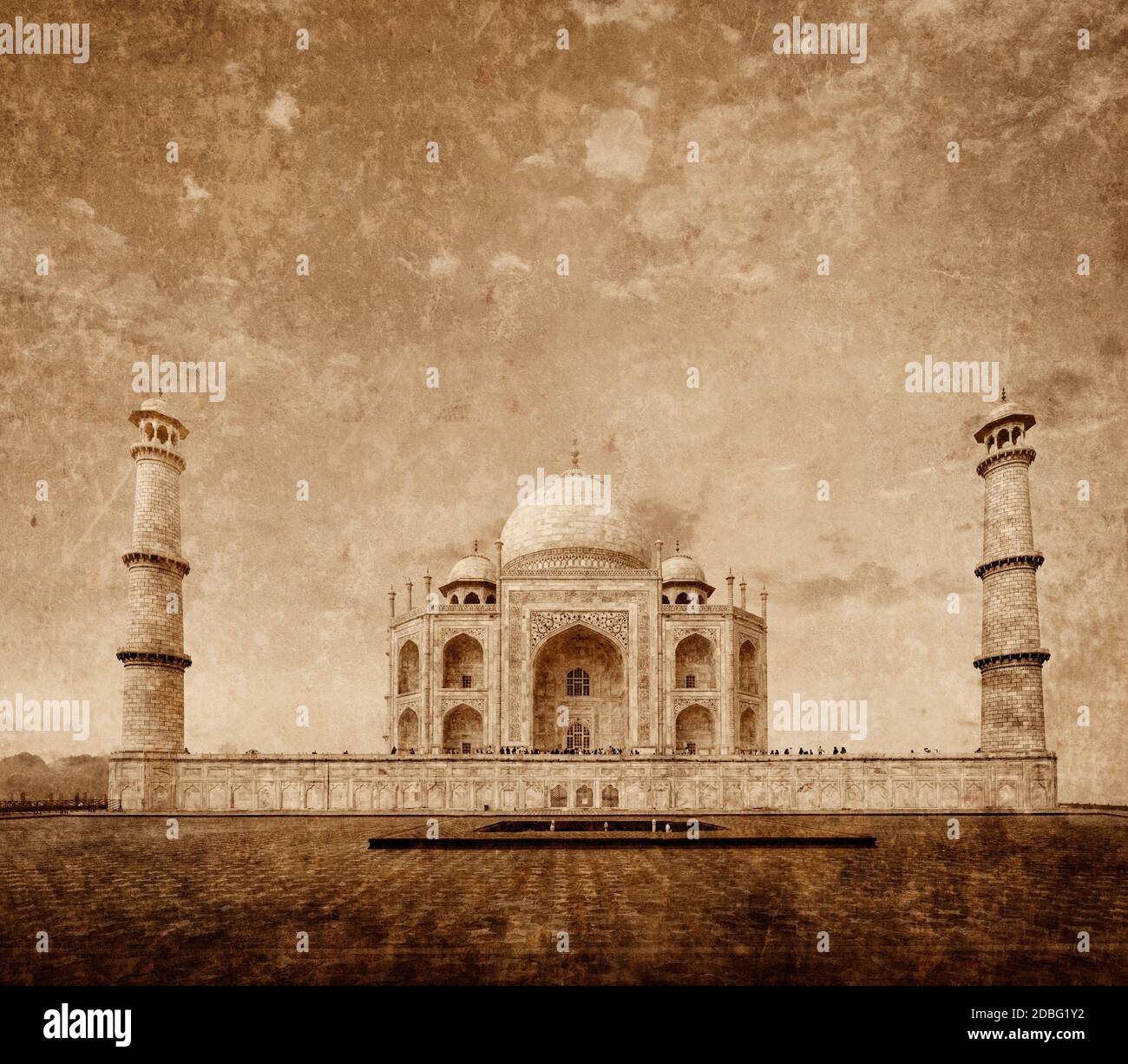 Taj Mahal. Indian Symbol - India travel background with grunge texture ...