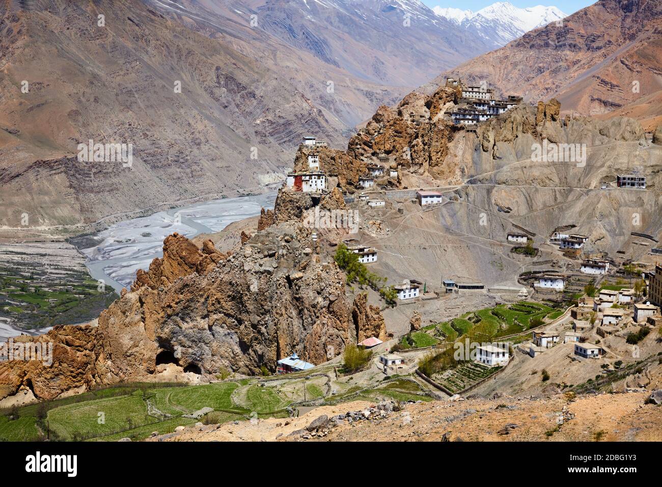 Dhankar Gompa Monastery and village in Himalayas, Spiti Valley ...
