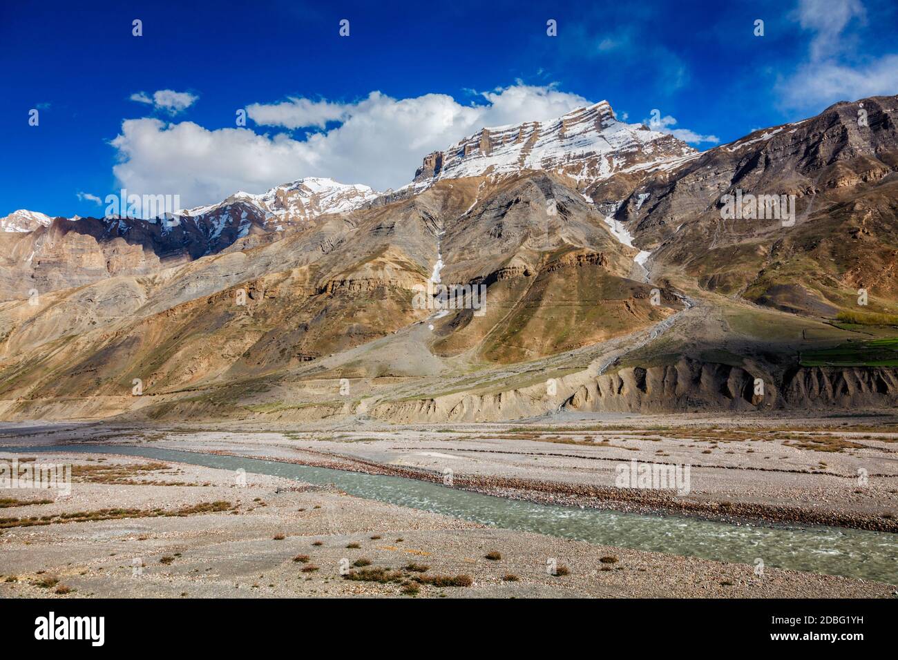 Village in Himalayas in Pin Valley, Himachal Pradesh, India Stock Photo ...
