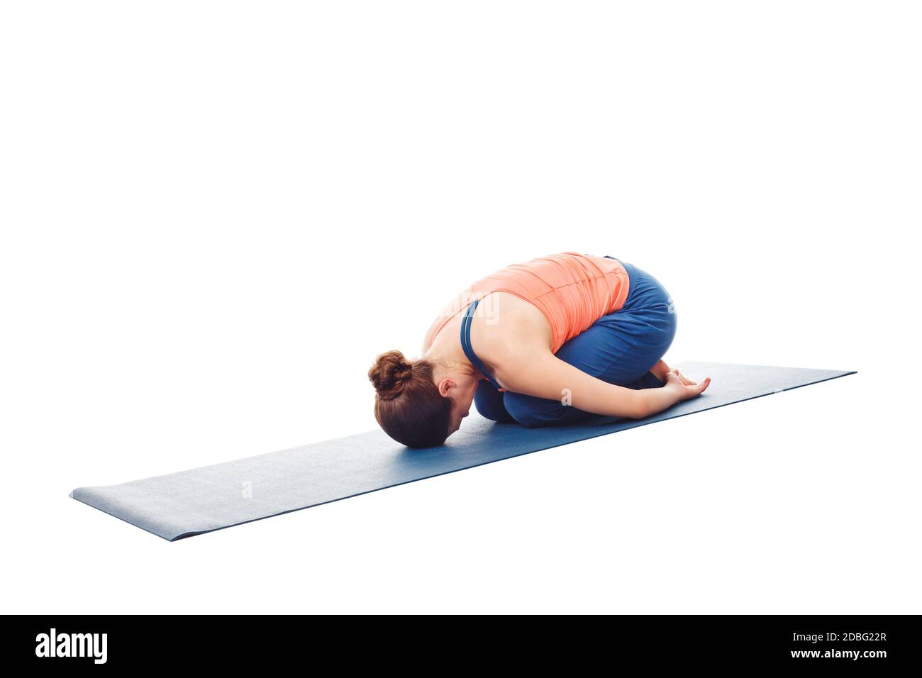 Woman doing Ashtanga Vinyasa Yoga relaxation asana Balasana - child ...