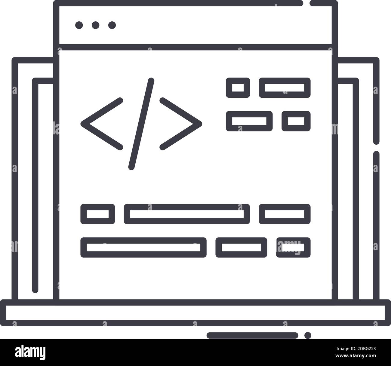 Coding process icon, linear isolated illustration, thin line vector, web design sign, outline ...