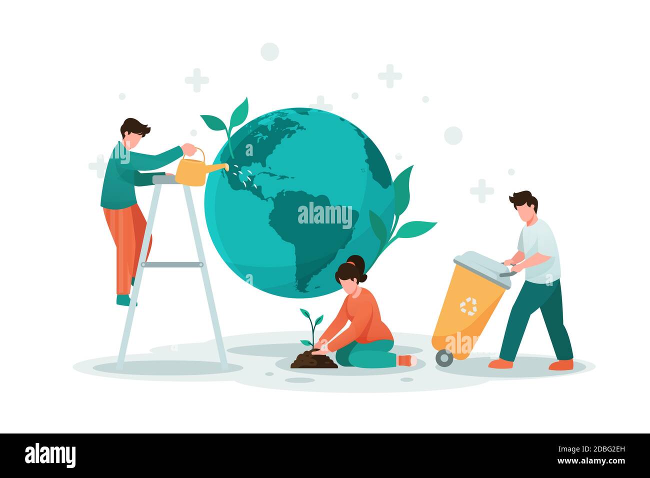Save the planet with people and earth Vector illustration Stock Vector ...