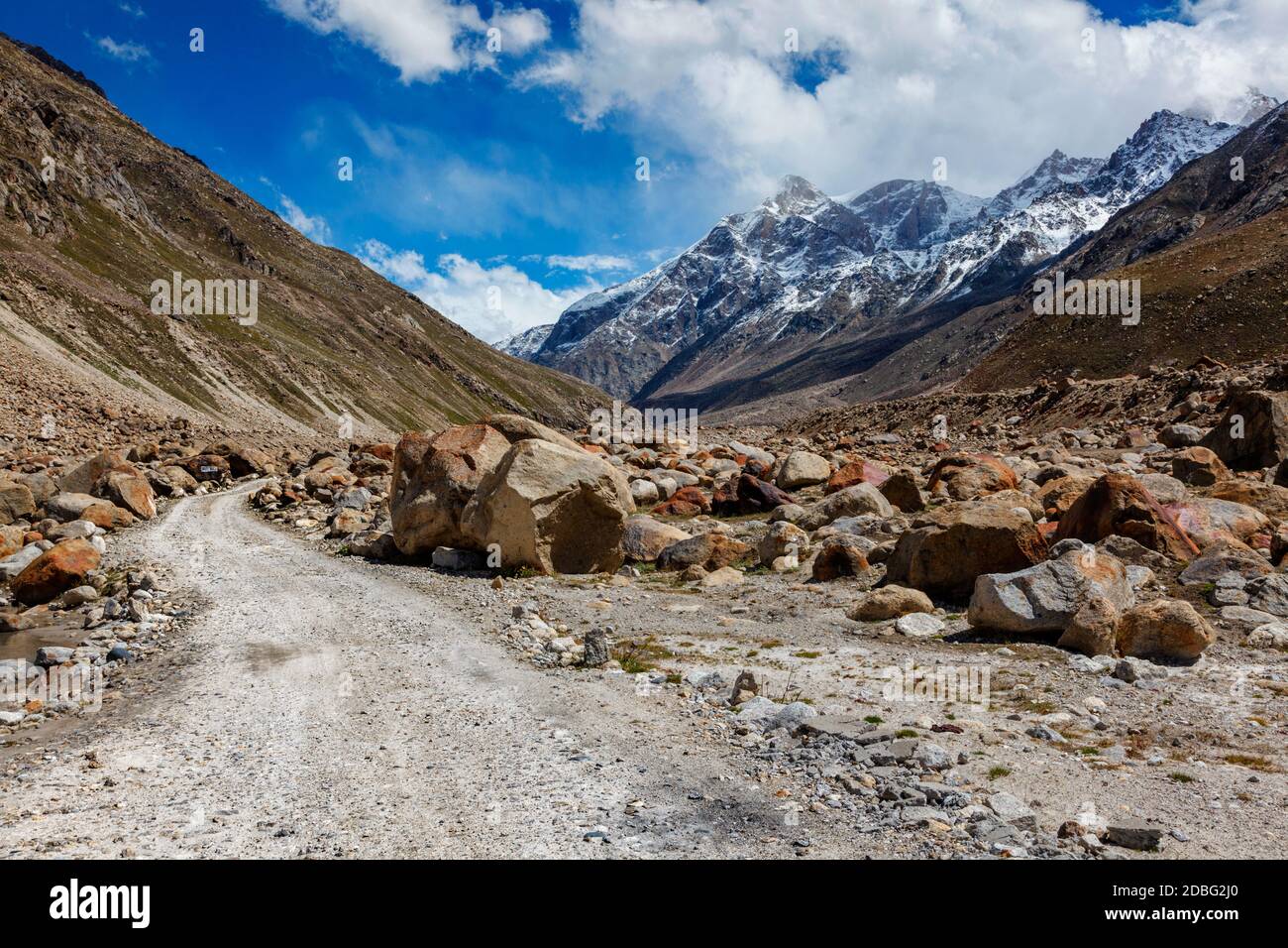 Dirt road in Himalayas. Lahaul Valley, Himachal Pradesh, India India ...