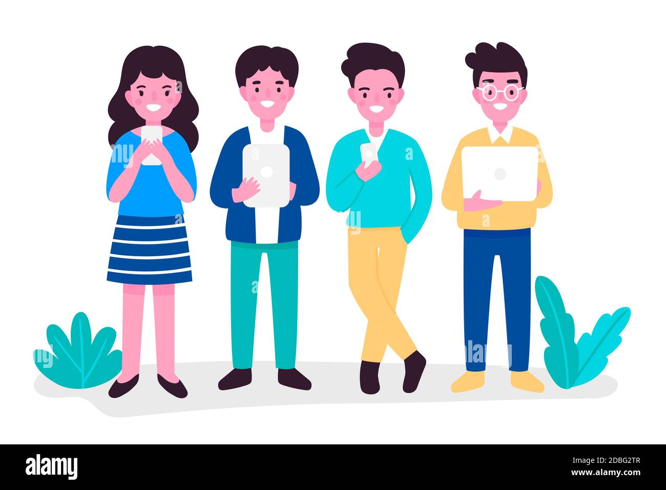 People with technology devices pack Vector illustration Stock Vector ...