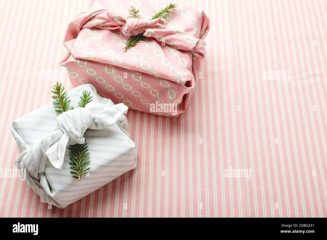Christmas eco-friendly gift wrap in traditional japanese furoshiki ...