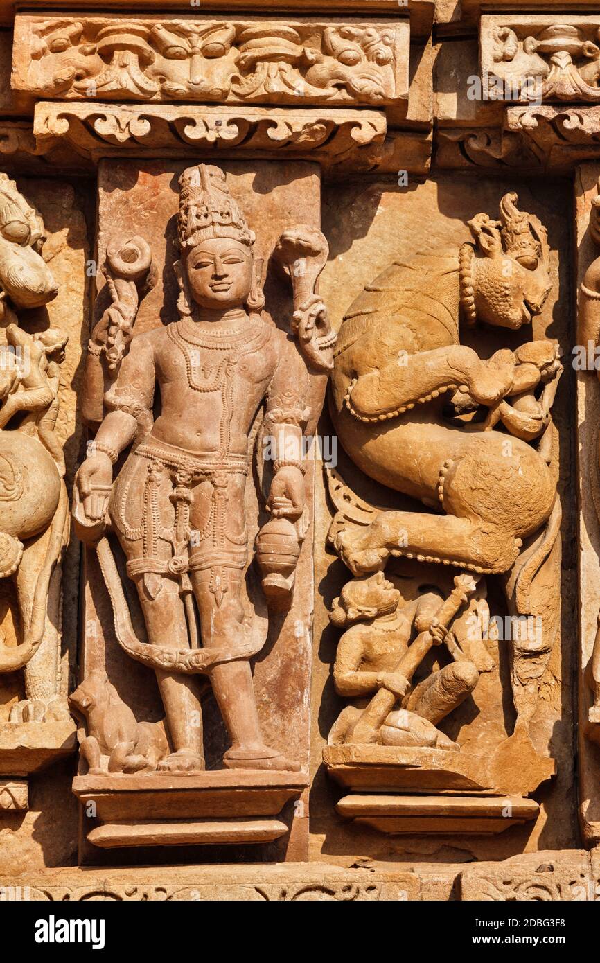 Stone carving bas relief sculptures on Adinath Jain Temple, Khajuraho ...