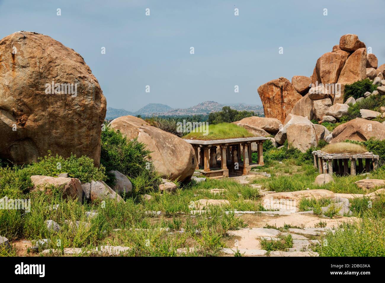Ancient ruins in Hampi on sunset. Above Hampi Bazaar, Hampi, Karnataka ...