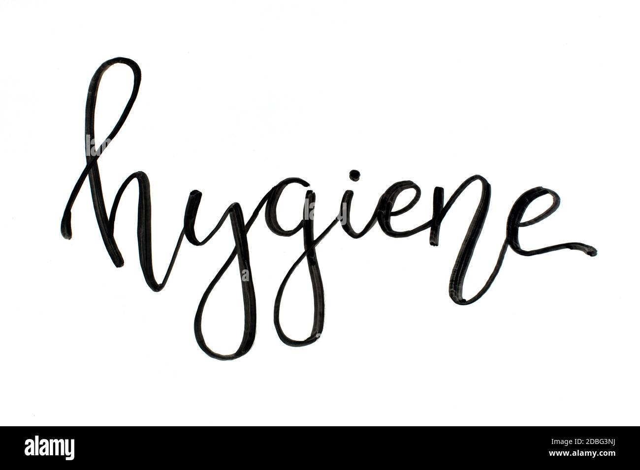 Black handwritten inscription HYGIENE on a white background Stock Photo ...