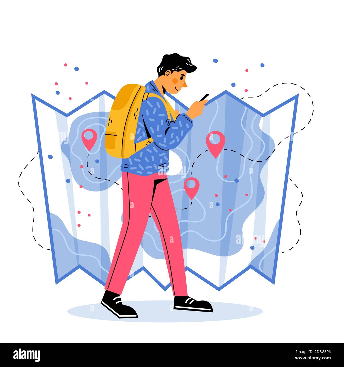 Young man looking at map Stock Vector Images - Alamy