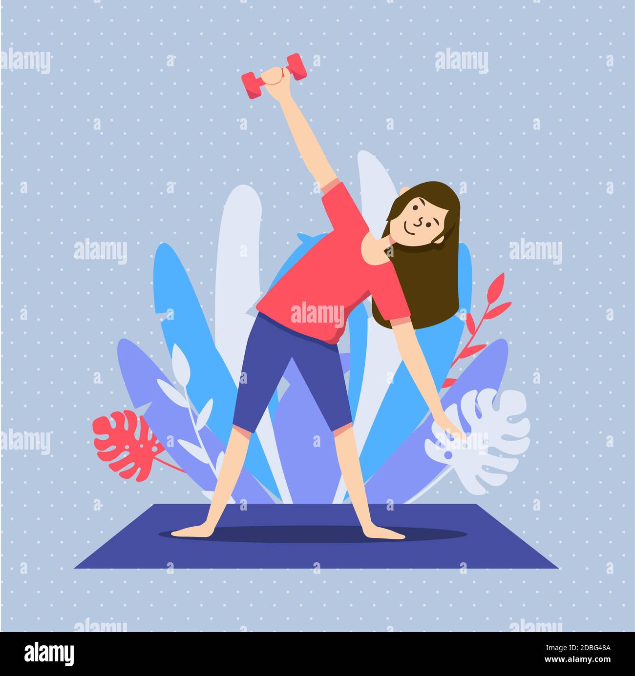 Woman exercising in the living room illustrated Vector illustration ...