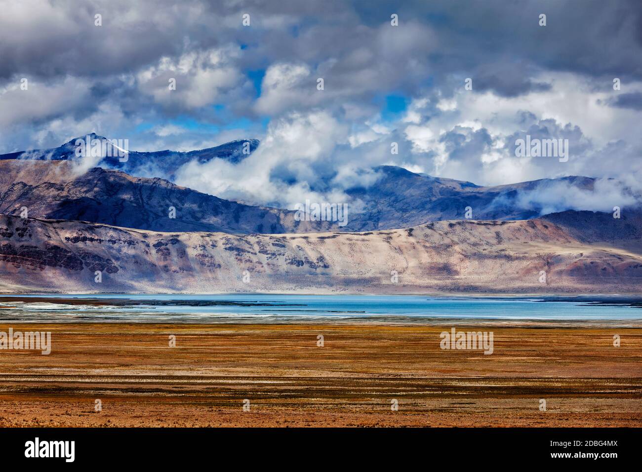 Tso Kar - fluctuating salt lake in Himalayas. Rapshu, Ladakh, Jammu and Kashmir, India Stock ...