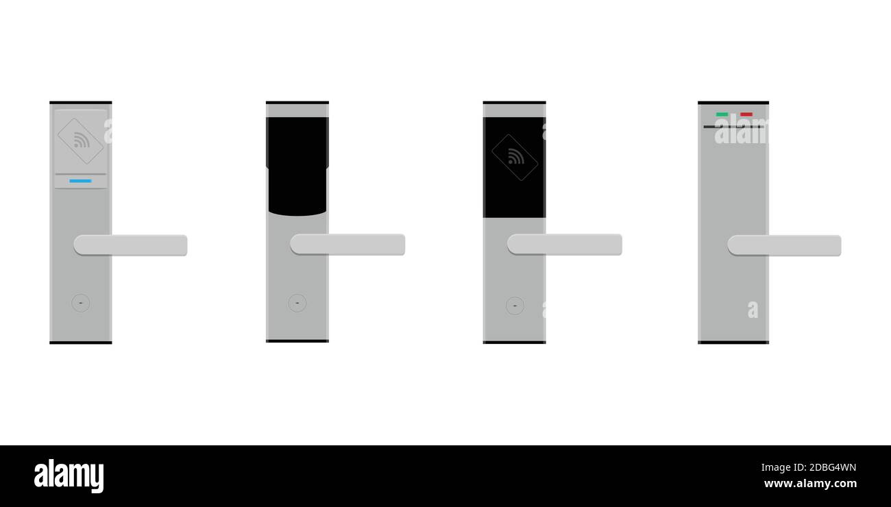 Smart card door key lock system set, collection in hotel isolated on ...
