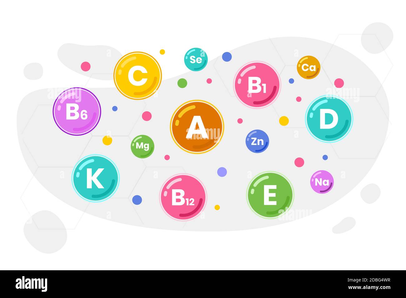 Mineral complex and essential vitamins Vector illustration Stock Vector ...