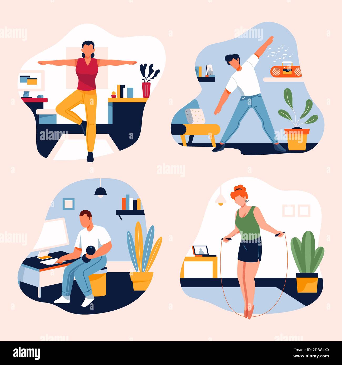 Training at home concept Vector illustration Stock Vector Image & Art ...