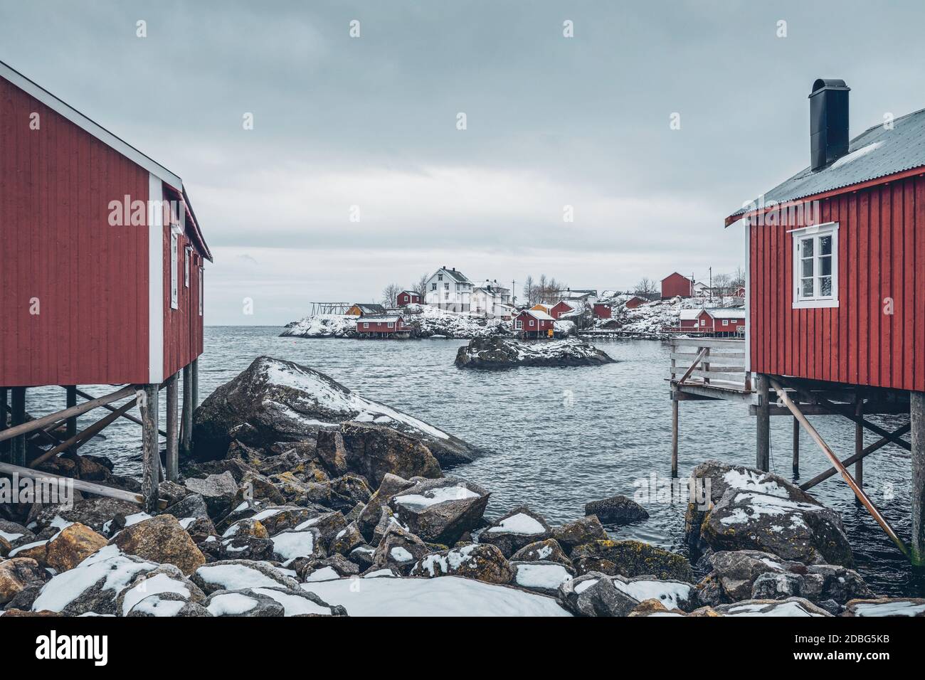 Nusfjord authentic traditional fishing village with traditional red ...