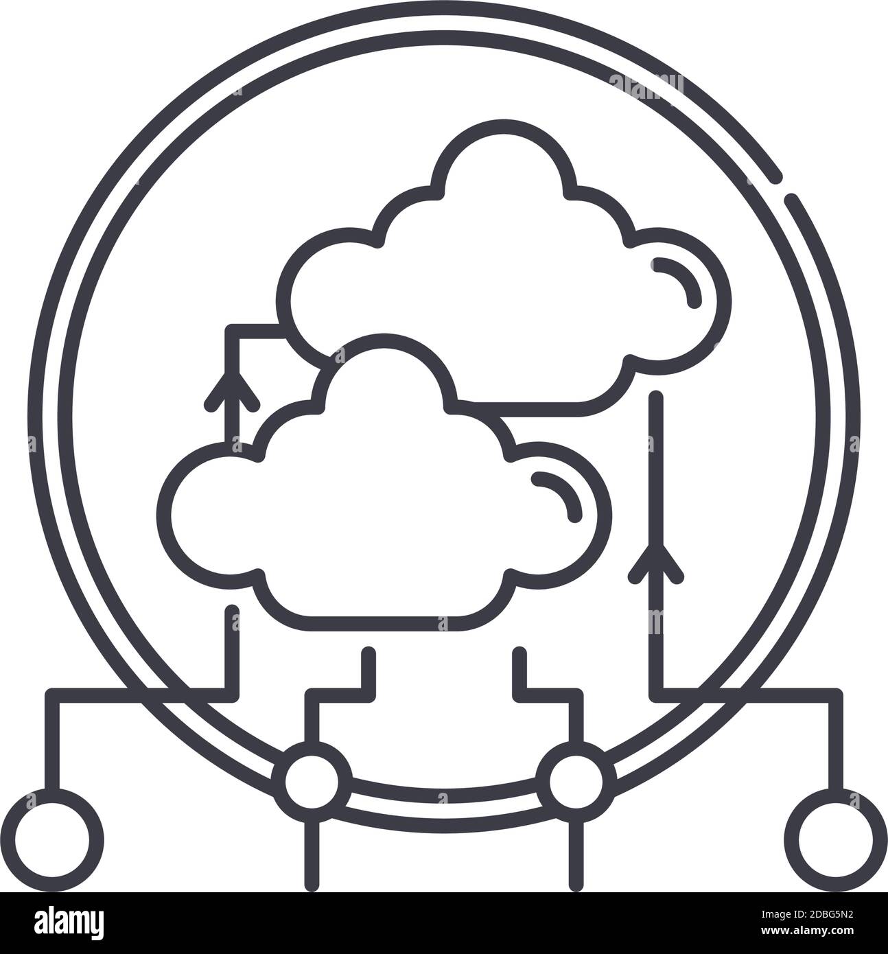 Cloud data service icon, linear isolated illustration, thin line vector ...