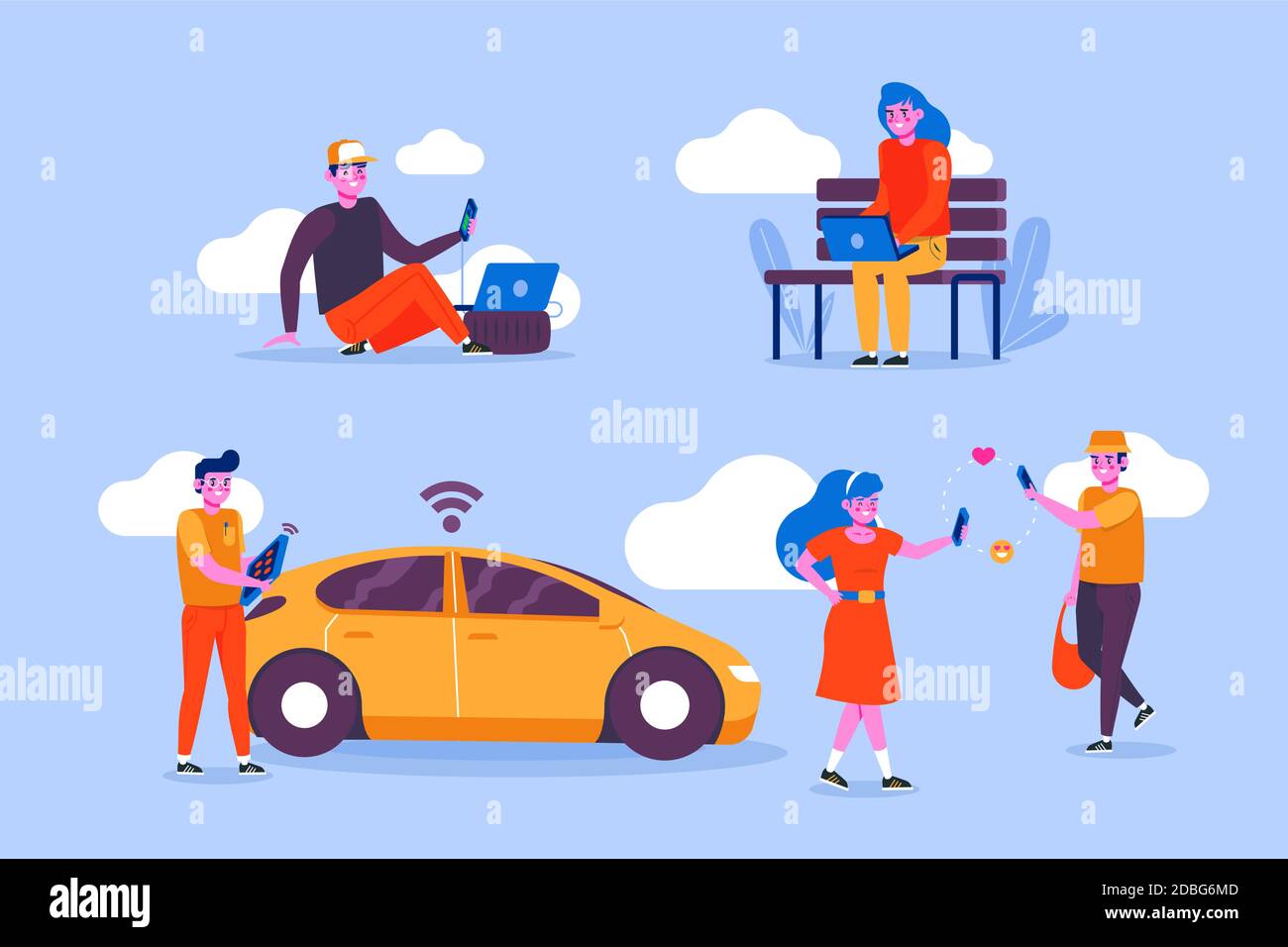 People with technology devices Vector illustration Stock Vector Image ...