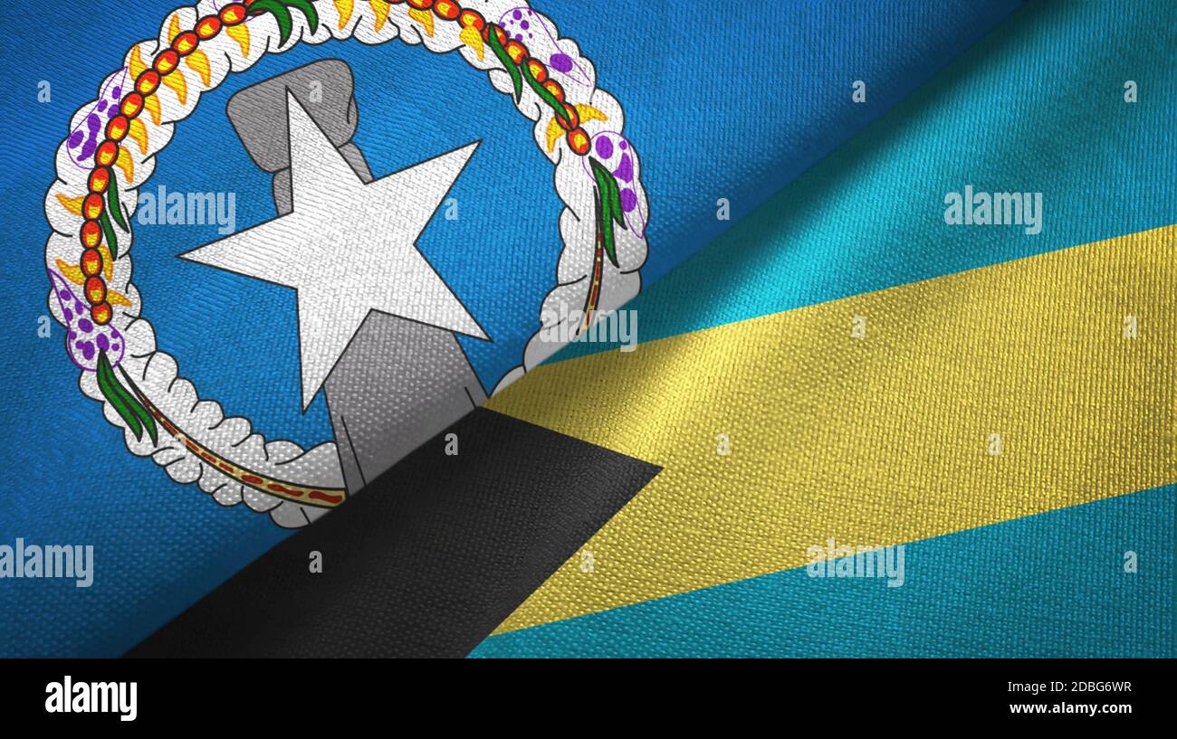 Northern Mariana Islands and Bahamas two flags textile cloth, fabric ...