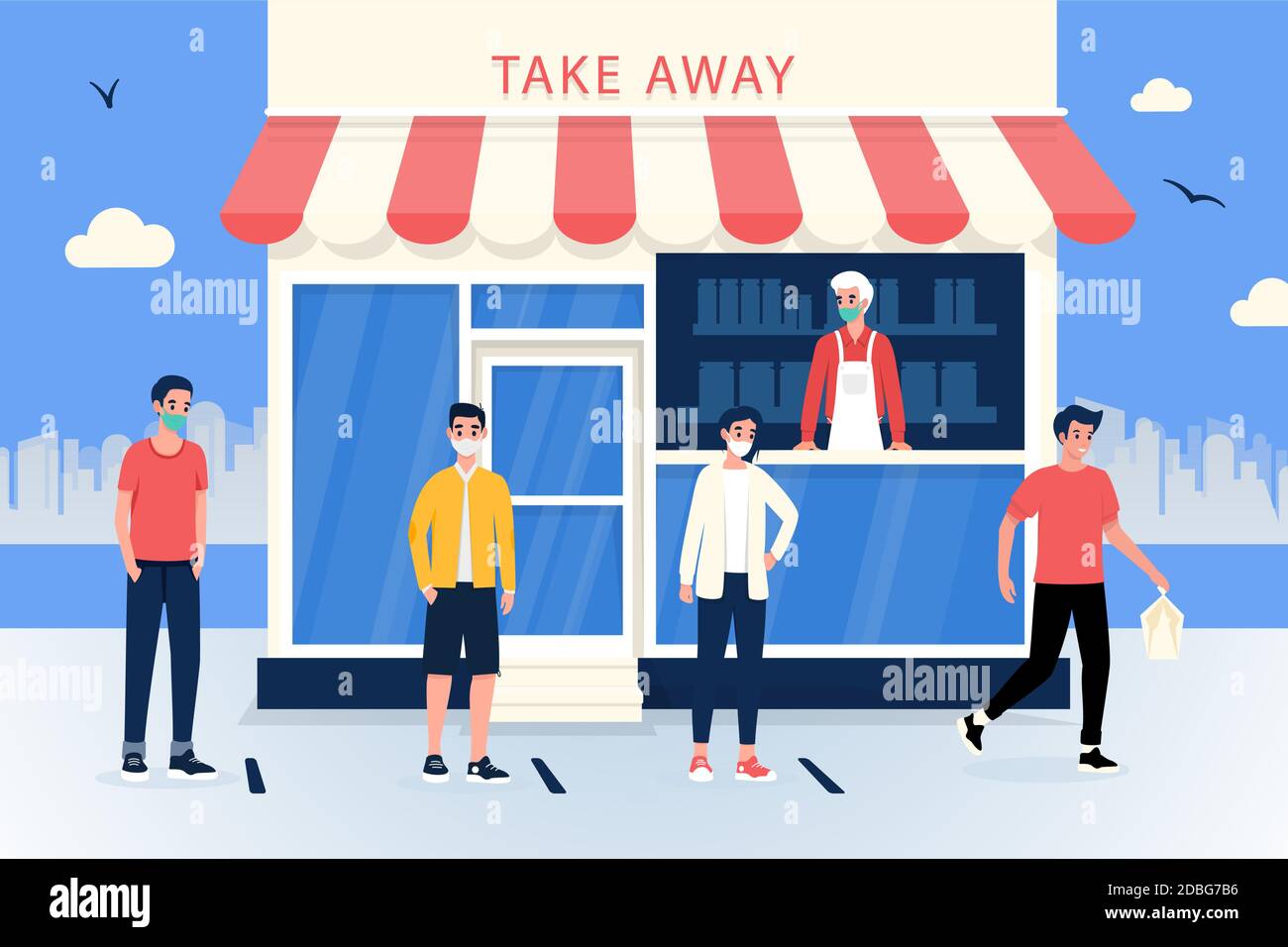 People standing in a store queue Vector illustration Stock Vector Image ...
