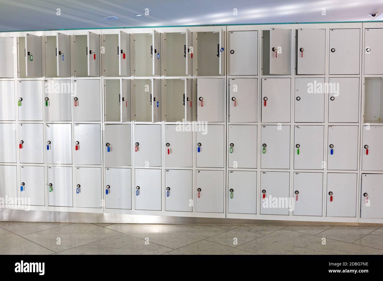 Cabinet With Box Lockers in Storage Room Stock Photo - Alamy