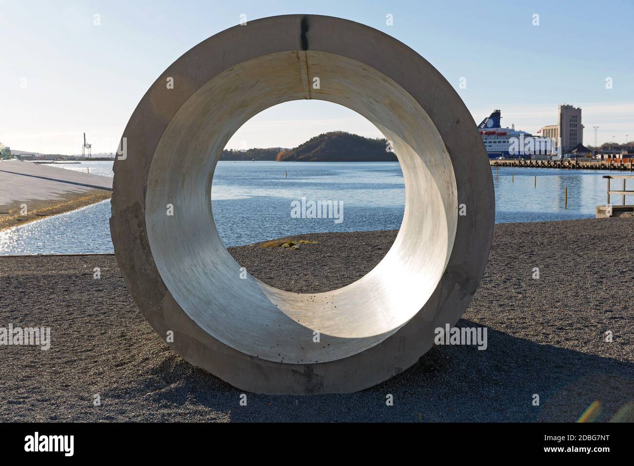 Looking Throgh Big Concrete Pipe Construction at Oslo Beach Stock Photo ...