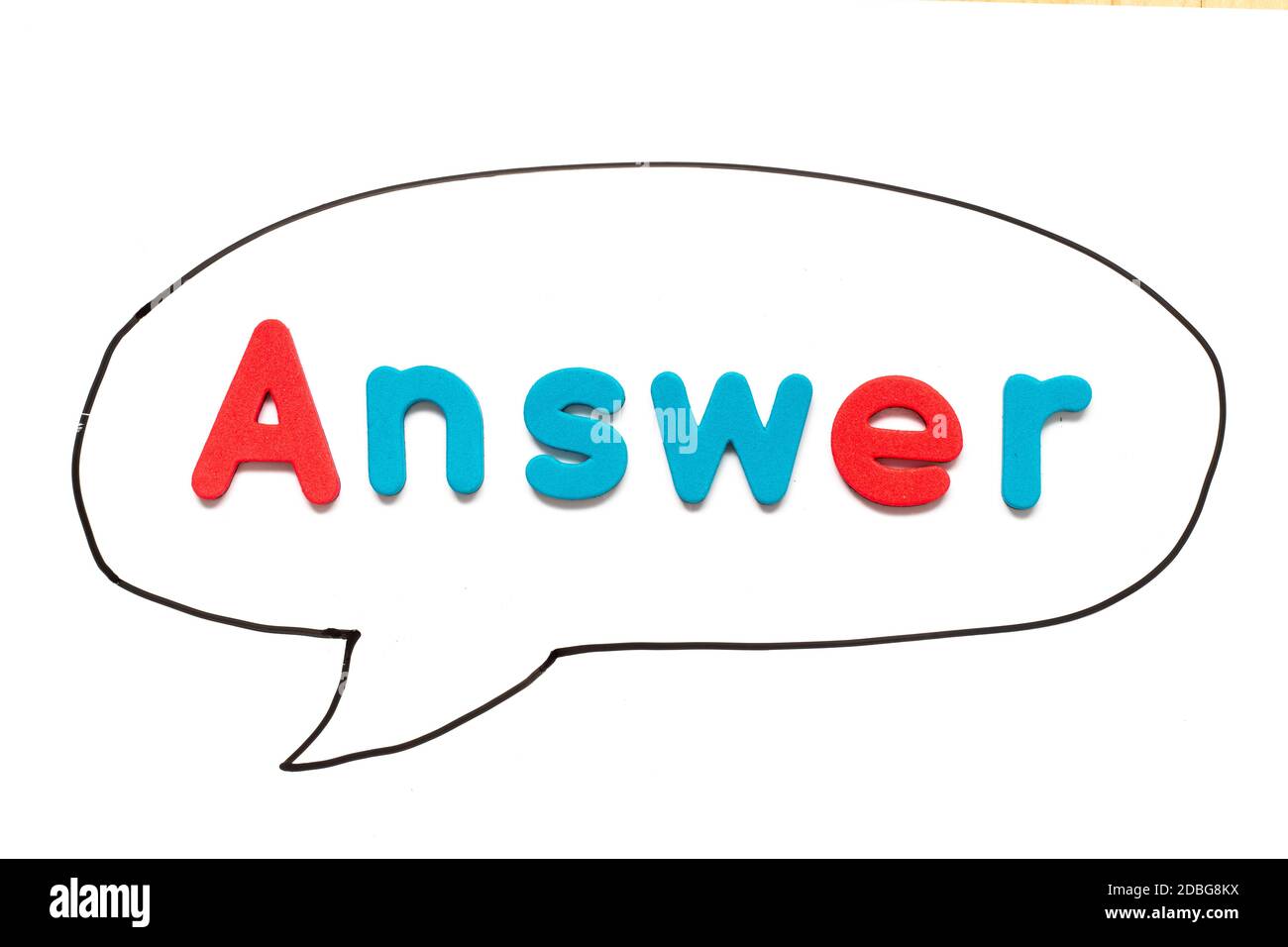 Alphabet letter with word answer in black line hand drawing as bubble ...