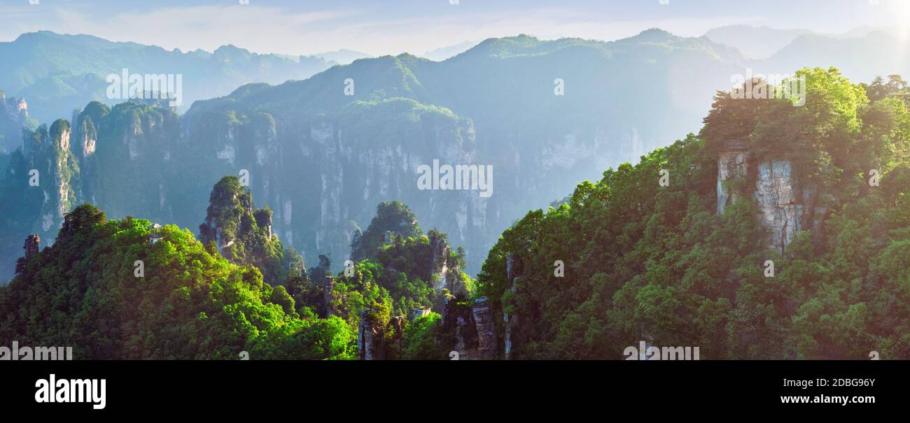 Famous tourist attraction of China - panorama of Zhangjiajie stone ...
