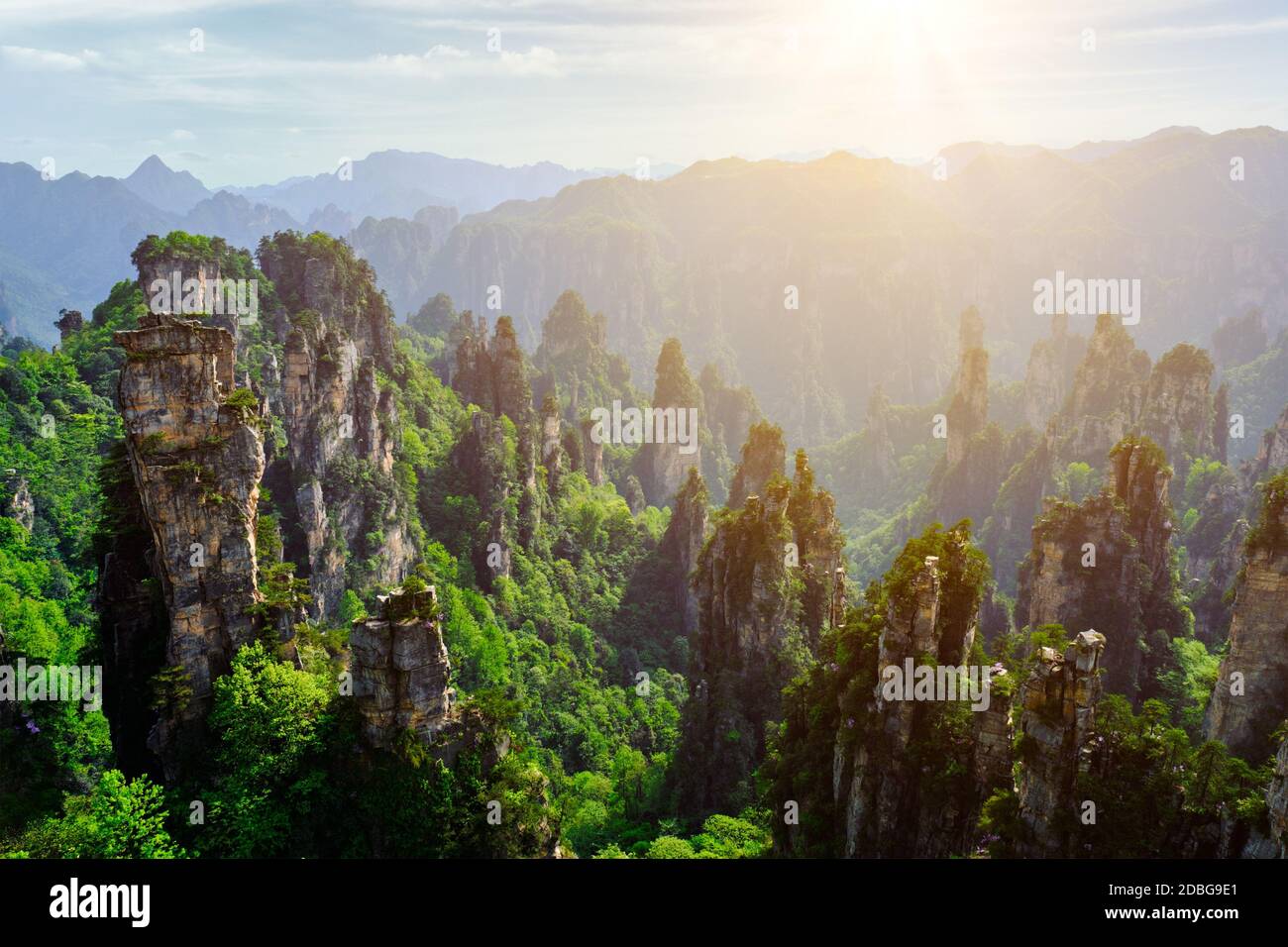Famous tourist attraction of China - Zhangjiajie stone pillars cliff ...