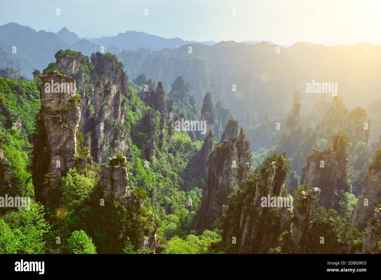 Famous tourist attraction of China - Zhangjiajie stone pillars cliff ...